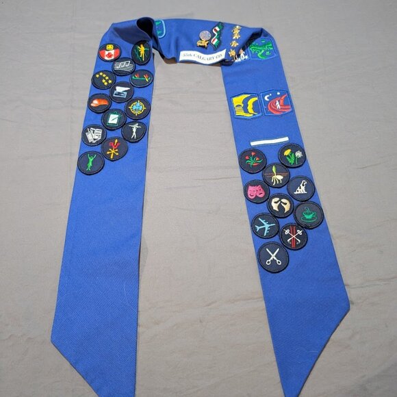 Other | Girl Scout Cadette Sash With Patches And Pins | Poshmark